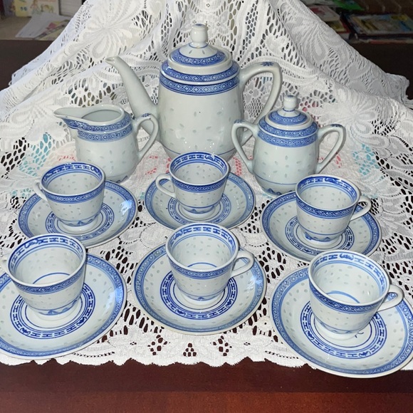china | Dining | Vintage 7 Pc Chinese Rice Grain Tea Set | Poshmark